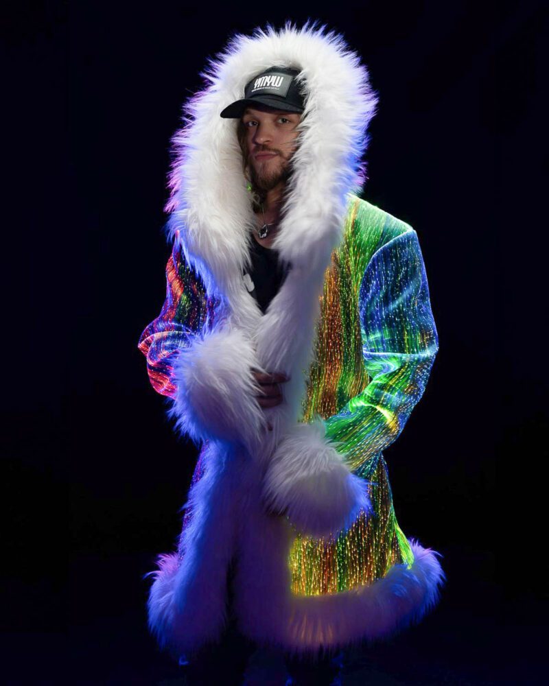 Music Festival Outfits LED Light Up fur Coat | LUCKY STAR